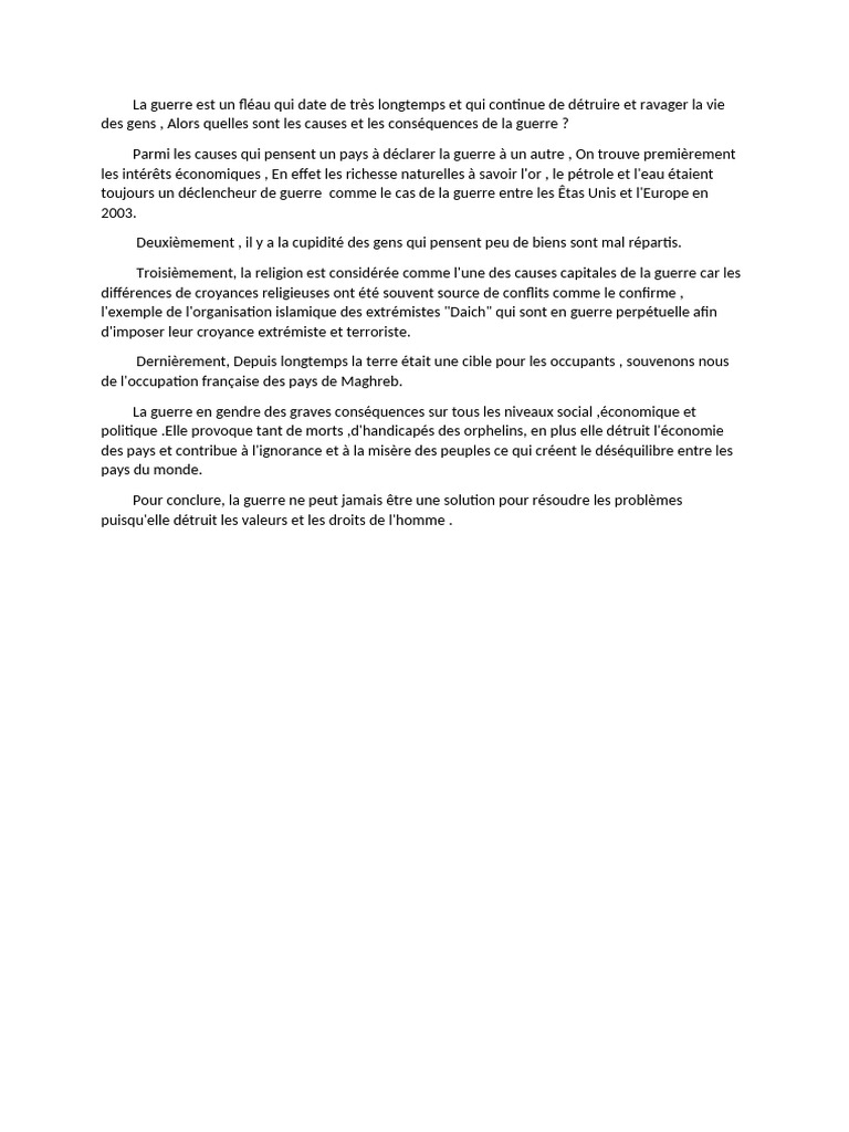 Commentaire Composé Autour de La Guerre | PDF