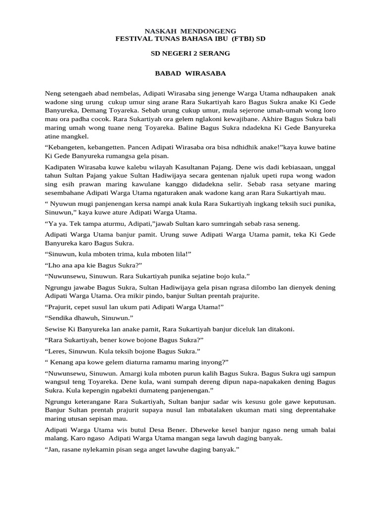 Naskah Mendongeng FTBI SD 2025 | PDF | Sejarah | Agama & Spiritualitas