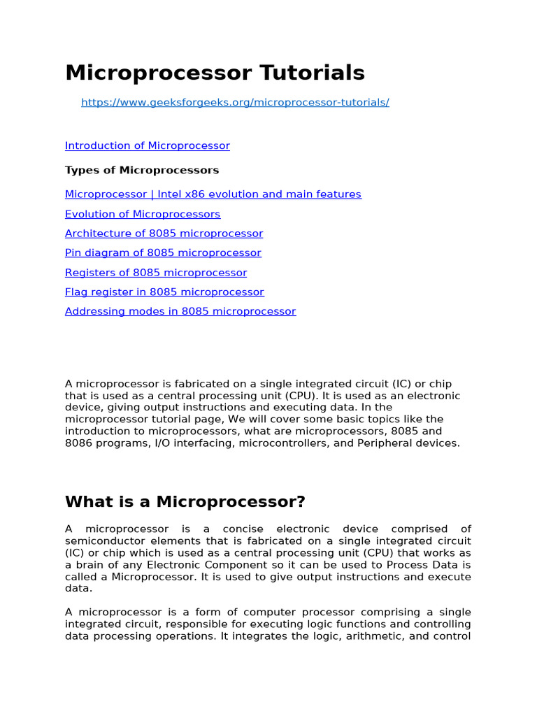 Microprocessor Tutorials | PDF