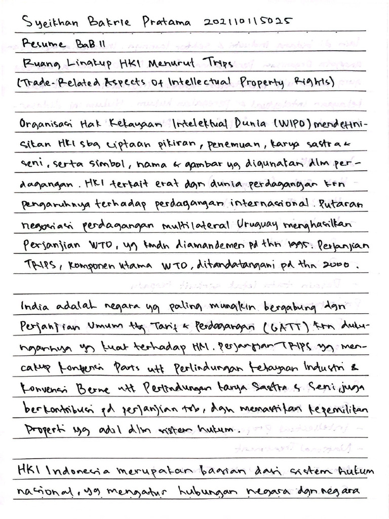 Syeikhan Bakrie - Resume HKI | PDF