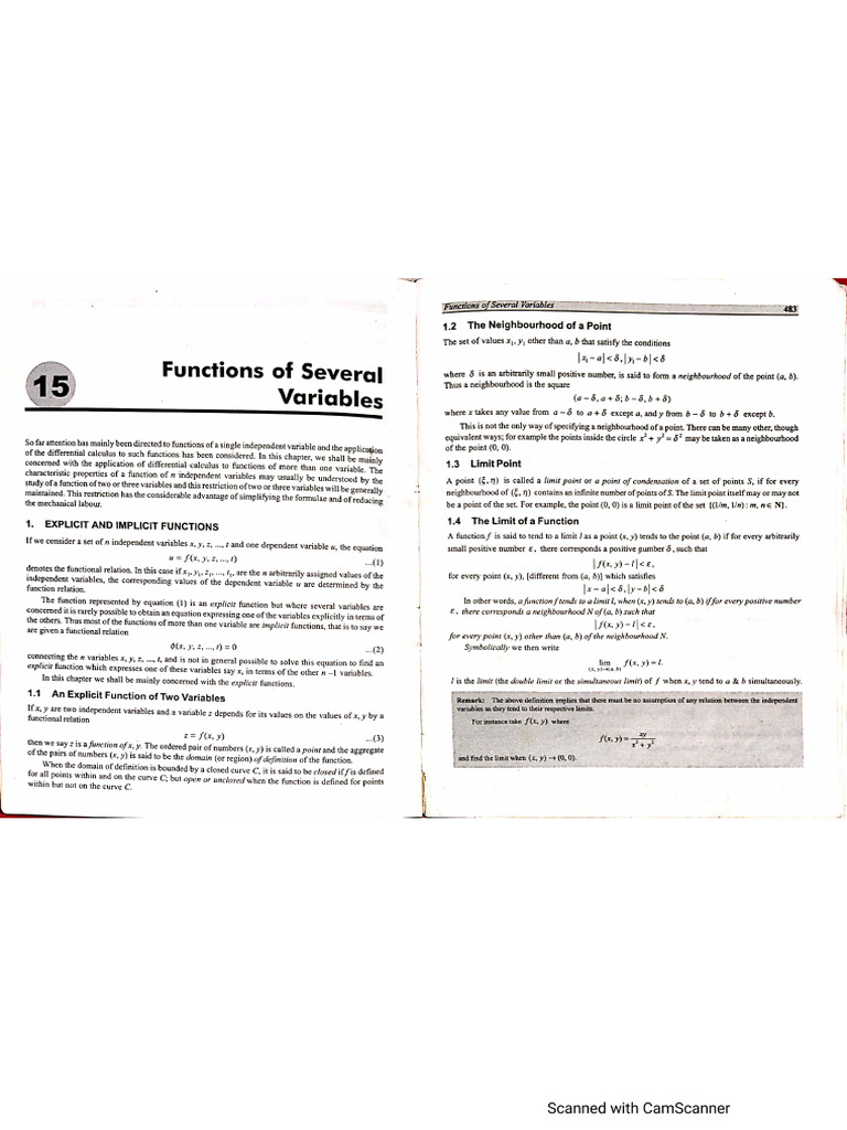 Function of Several Variables | PDF