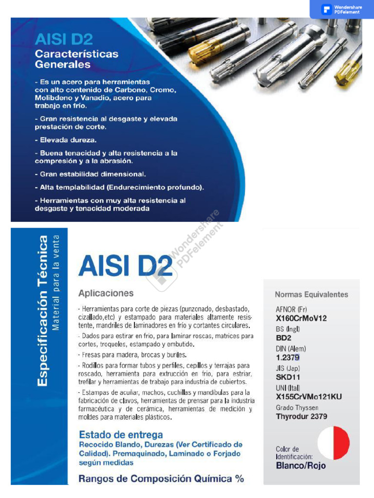 Ficha Tecnica Aisi D2 | PDF