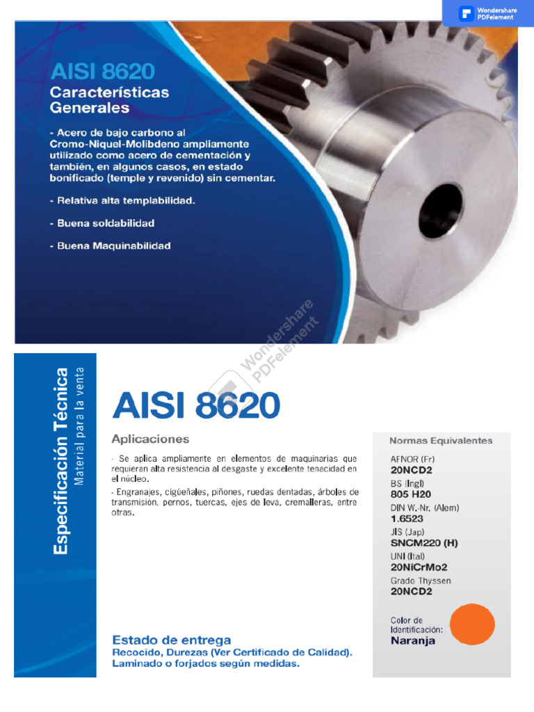 Ficha Tecnica Aisi 8620 | PDF