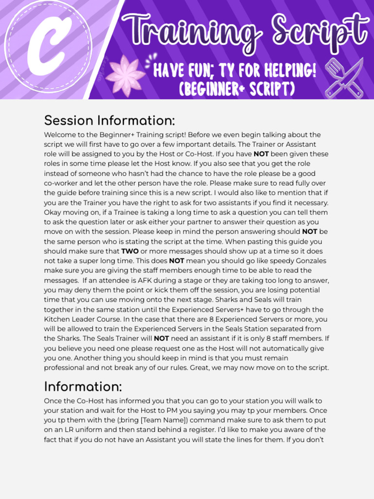 C - Training Script (Beginner+) | PDF