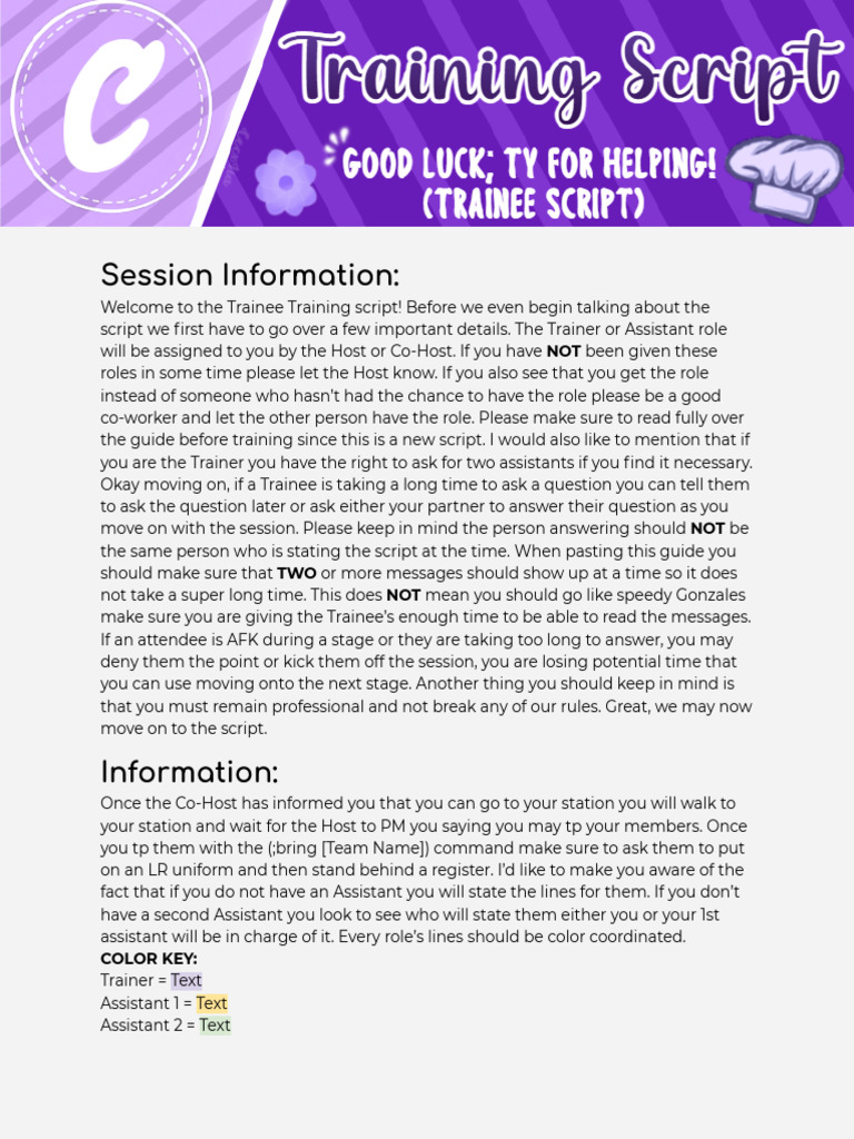 C - Training Script (Trainee) | PDF