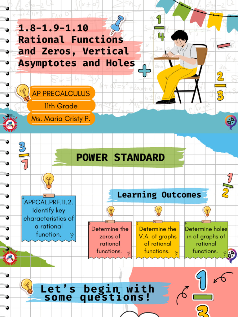 Rational Functions and Zeros, Vertical Asymptotes and Holes | PDF