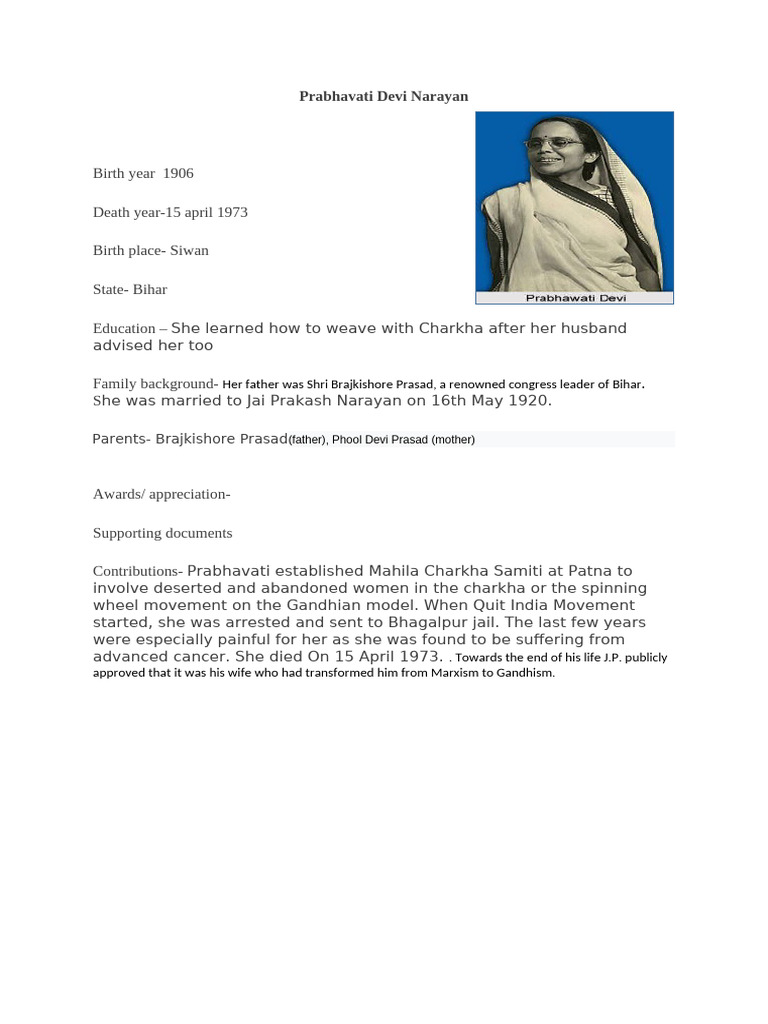 Prabhavati Devi Narayan | PDF