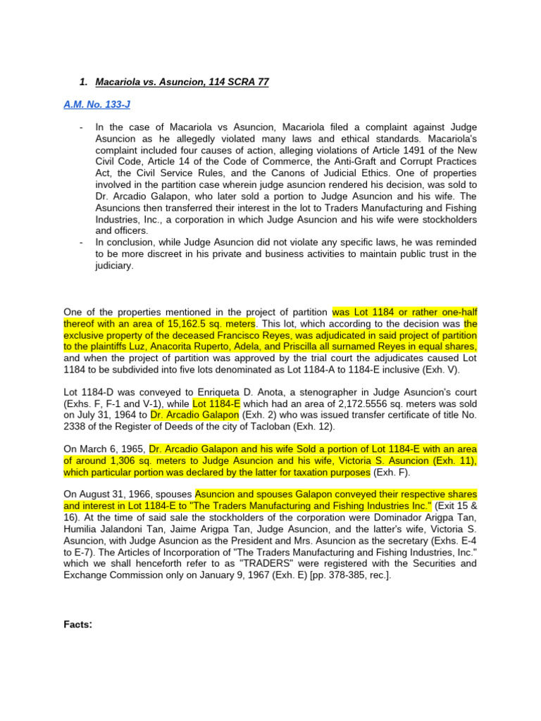Macariola vs. Asuncion, 114 SCRA 77 | PDF