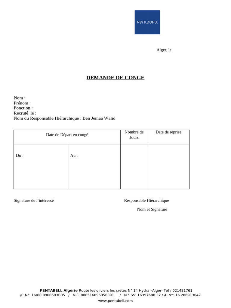 Demande de Conge | PDF