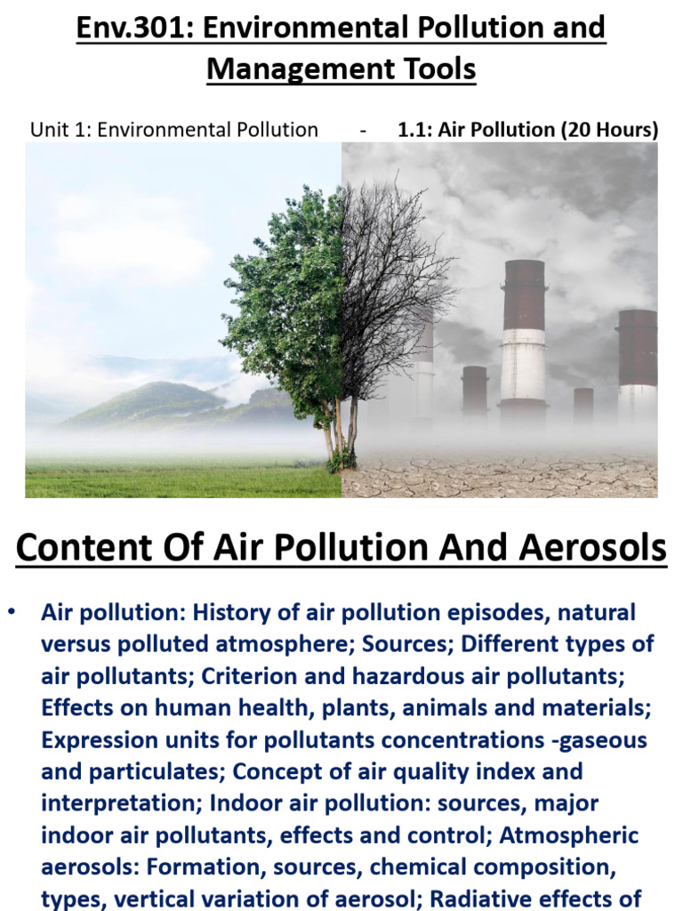 Air Pollution Env.301 1.1 BSC III Year Notes-For-studednts | PDF