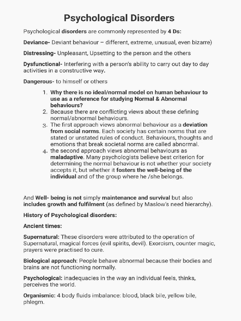 Psych Disorders Notes | PDF
