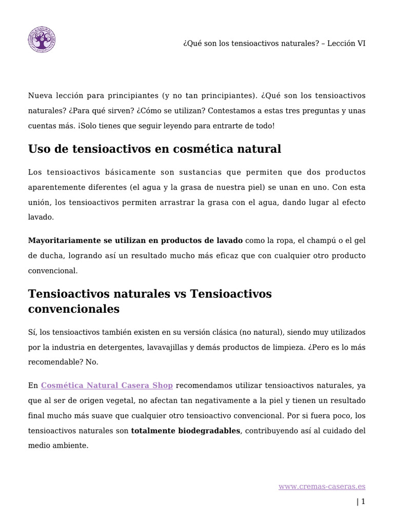 ¿Qué Son Los Tensioactivos Naturales? | PDF