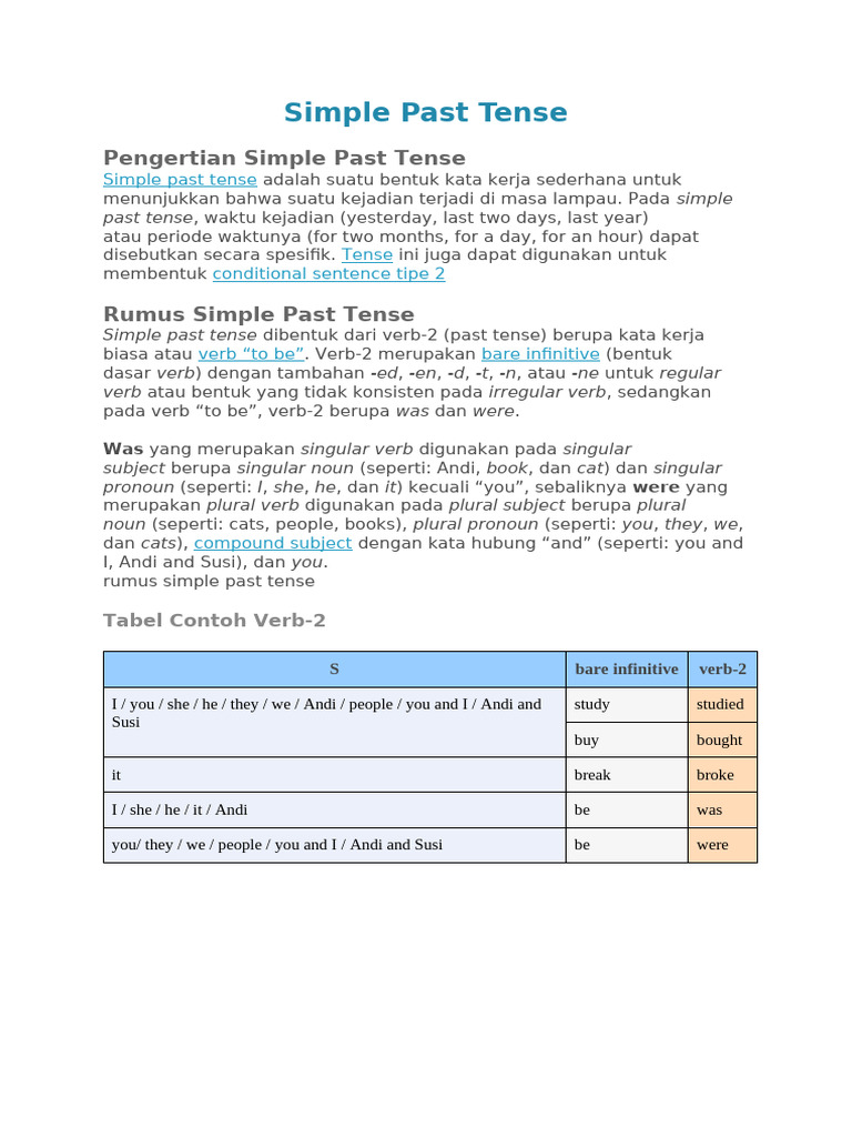 Simple Past Tense | PDF