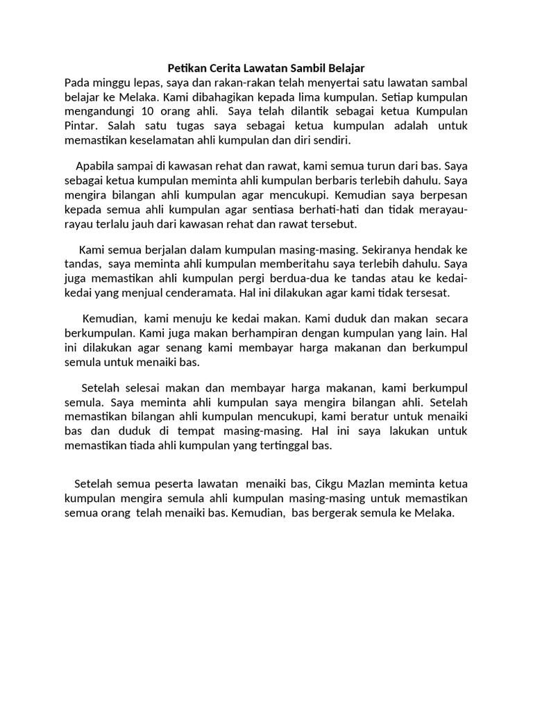 Petikan Cerita Lawatan Sambil Belajar | PDF