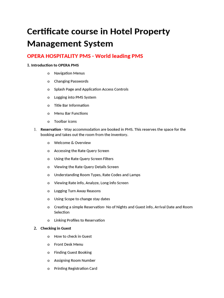 Property Management System in Hotels | PDF
