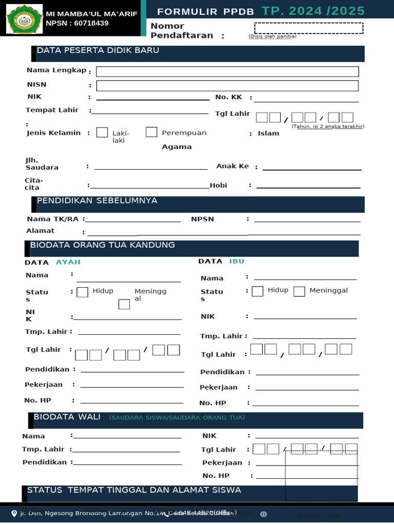 Form PPDB 2023 2024 MIN 1 Kota Lhokseumawe | PDF