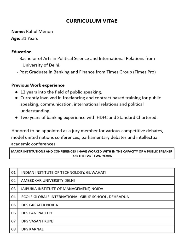 Rahul Menon CV | PDF