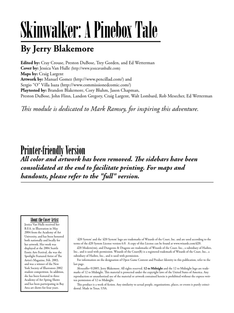 Skinwalker - A Pinebox Tale | PDF