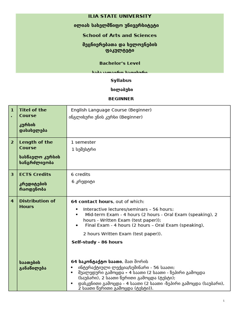 Ilia State University ილიას სახელმწიფო უნივერსიტეტი School of Arts and ...