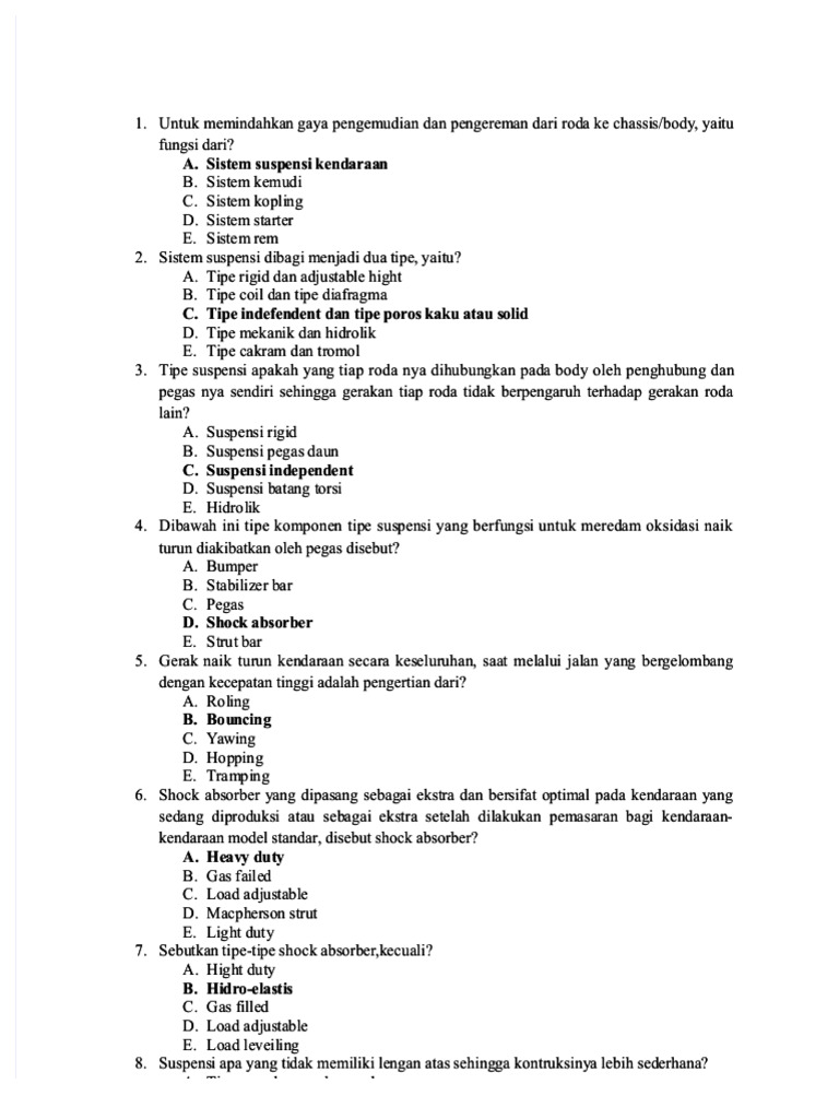 PDF Soal Suspensi x1 TKR | PDF