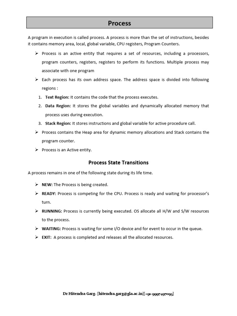 Operating System Module I Part II PROCESS | PDF