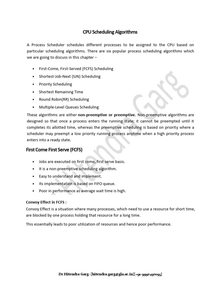 Operating System Module I Part III CPU SCHEDULING | PDF