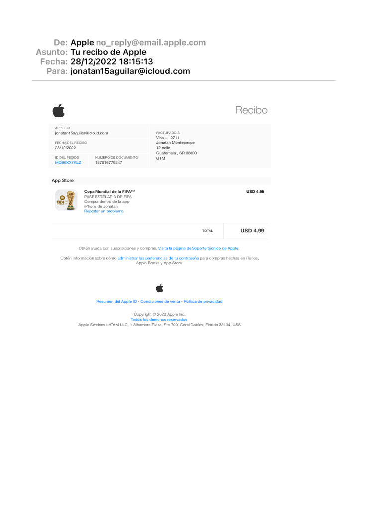 Tu Recibo de Apple | PDF