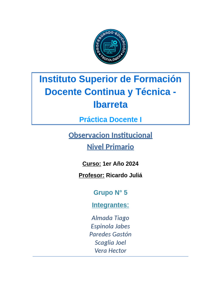 Caratula Practica Docente | PDF