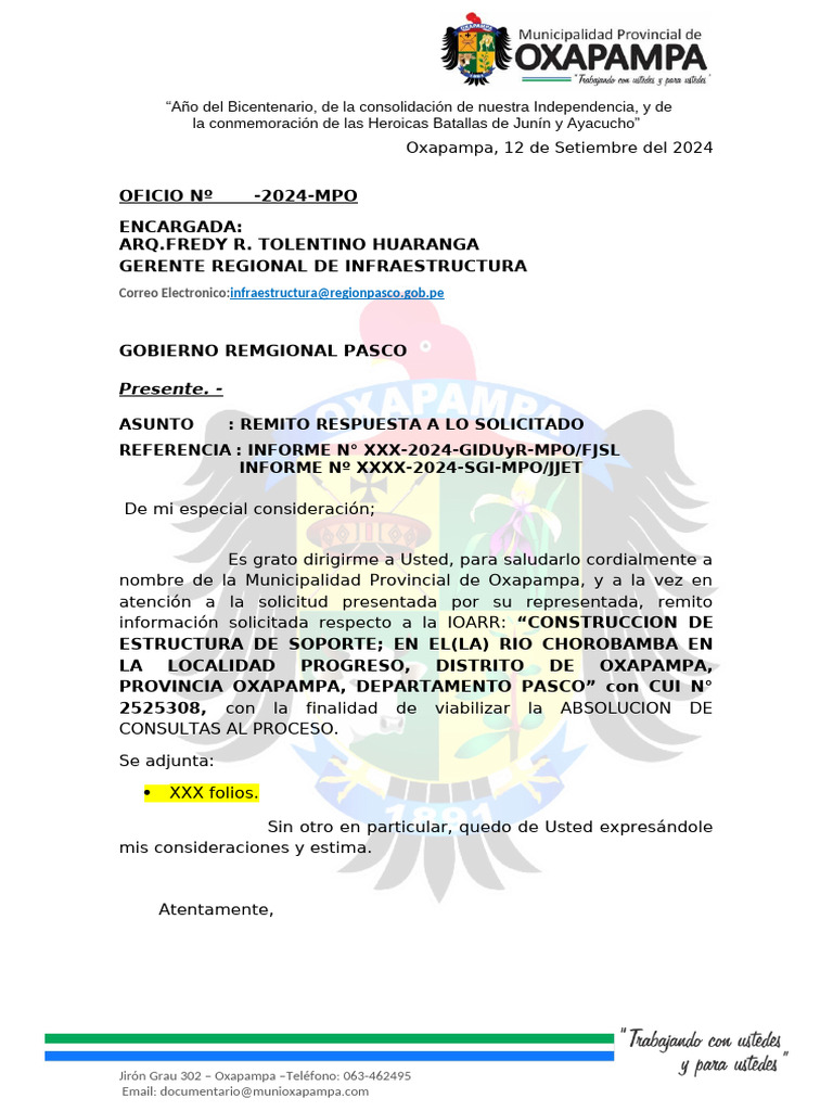 Proyecto de Oficio Gorepa | PDF