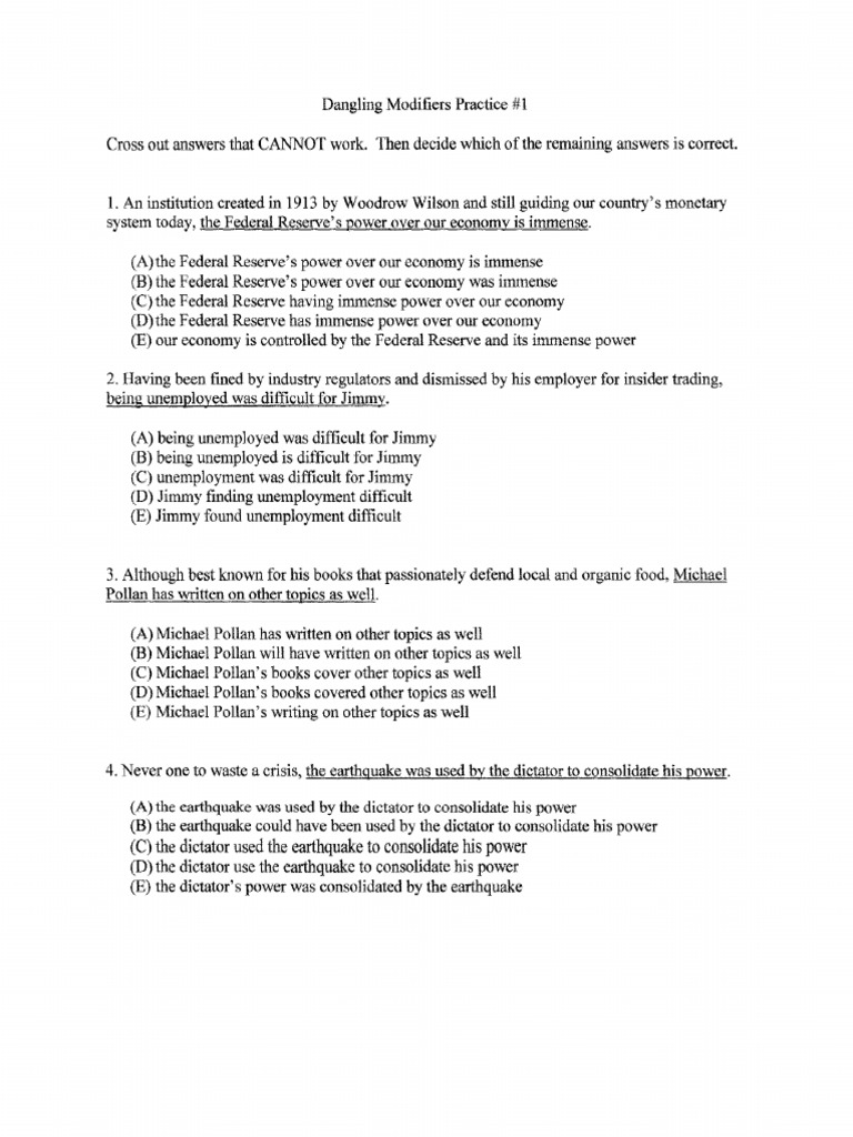 Modifiers Practice 1 | PDF