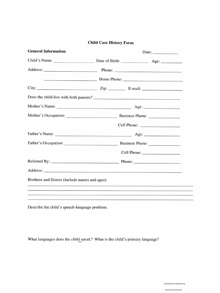 Child Case History F | PDF