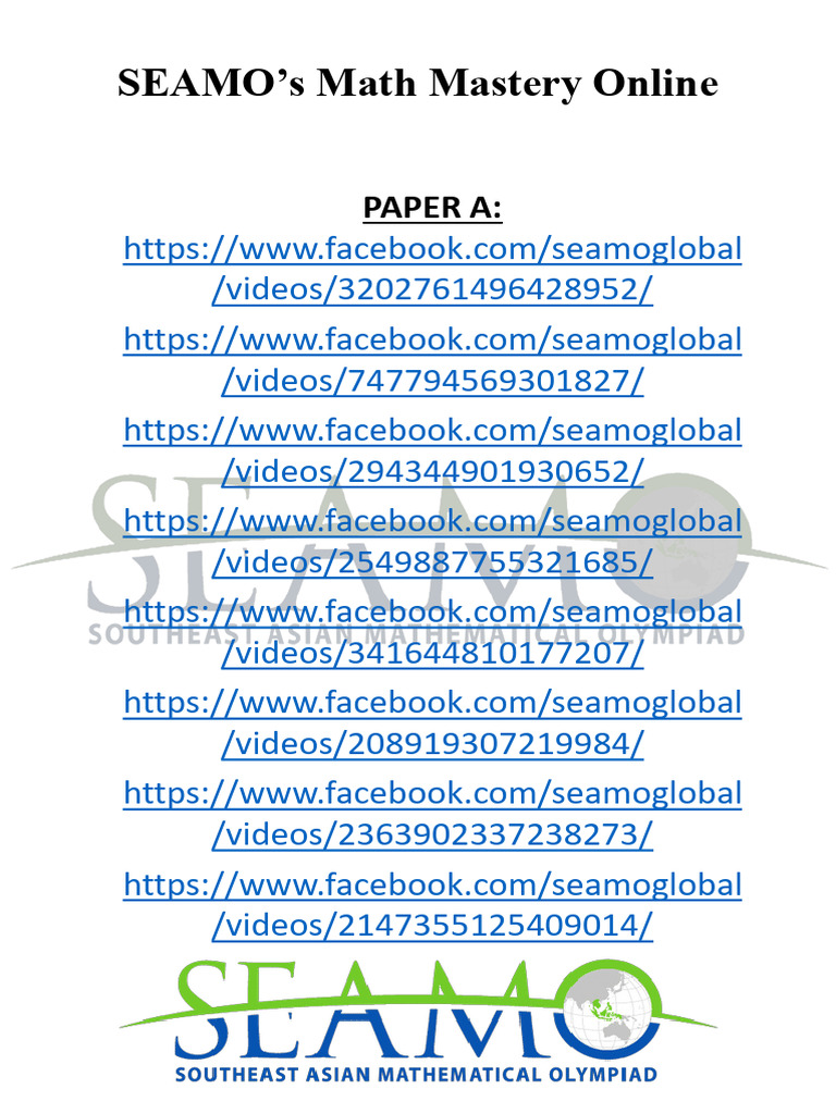 SEAMO's Math Mastery Online Series | PDF