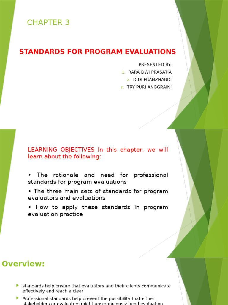 Chapter 3 Standards For Program Evaluations | PDF
