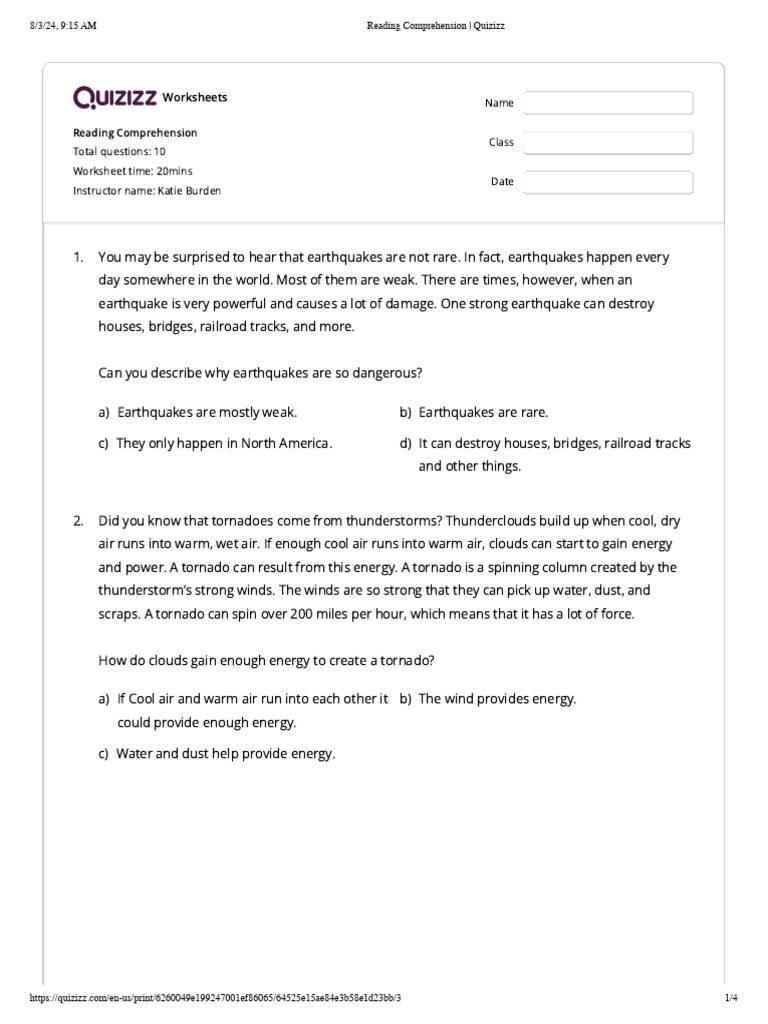 Reading Comprehension | PDF