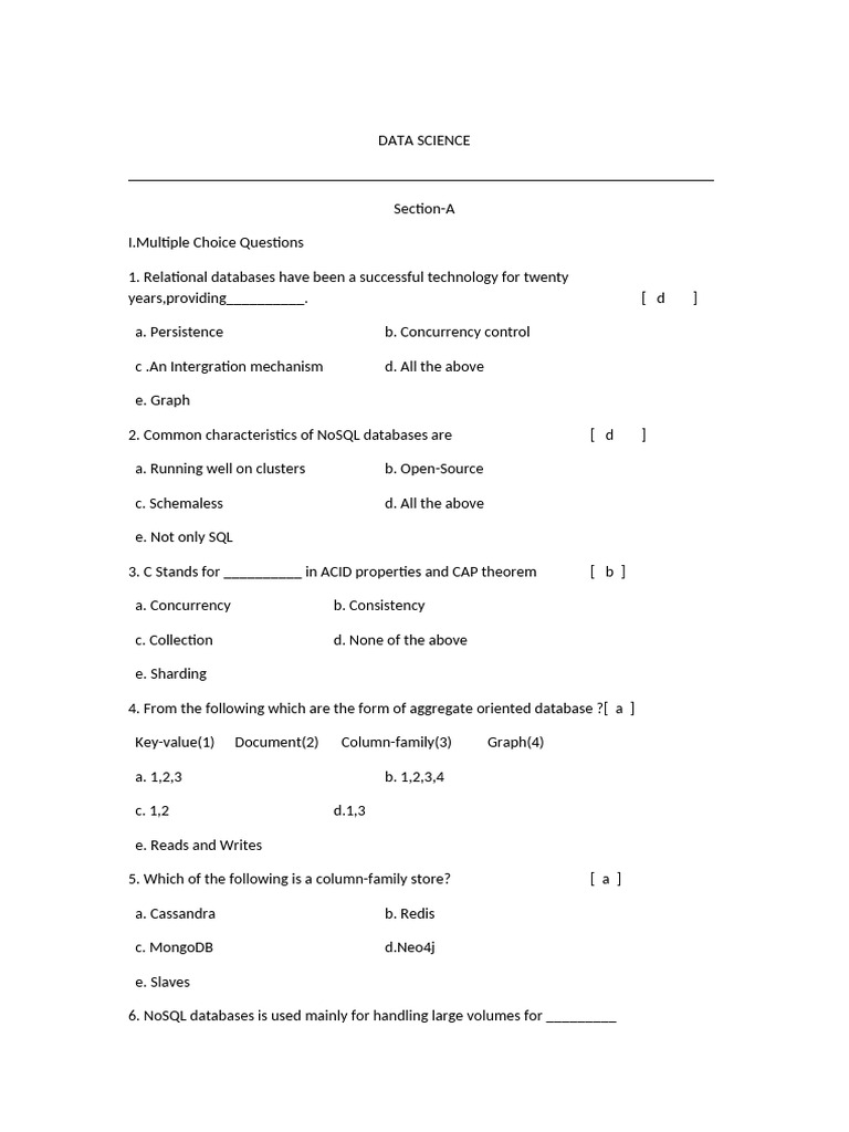 Nosql Multiple Choice | PDF