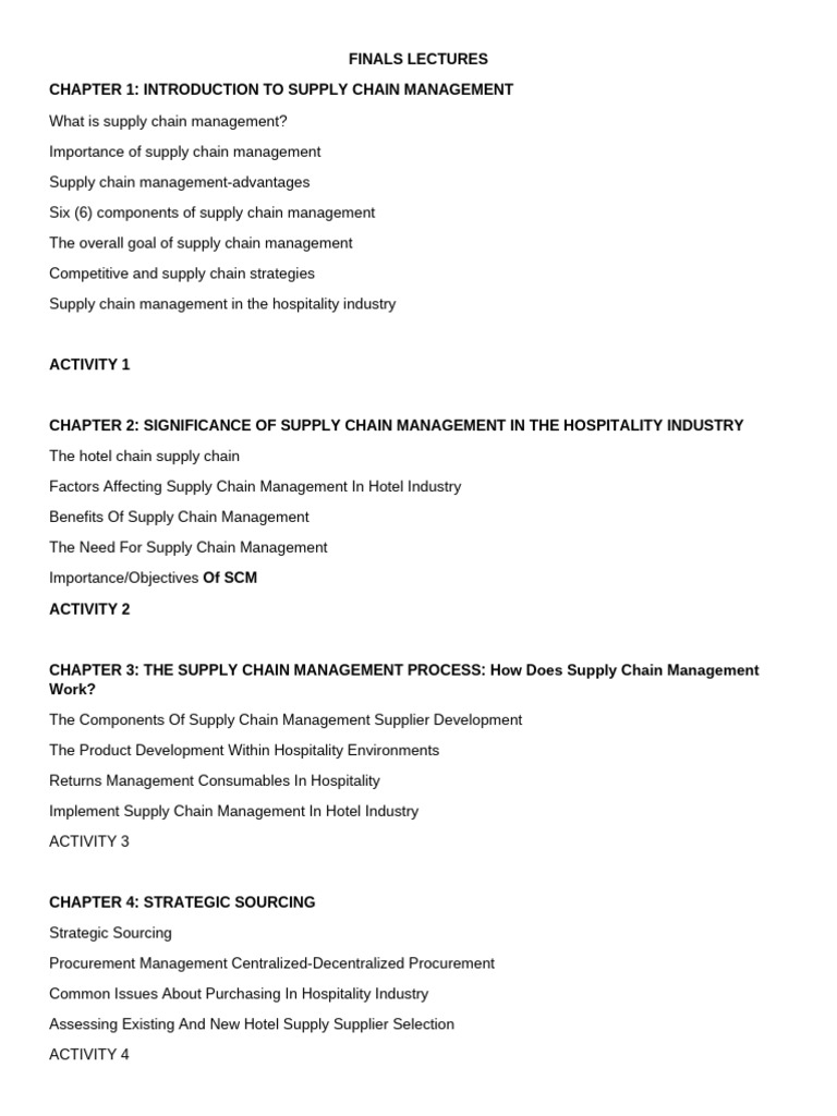 SCM Finals Lectures Chapter 1-5 | PDF | Supply Chain Management ...