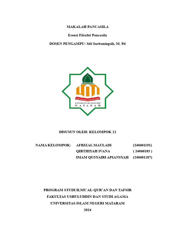 MAKALAH PANCASILA Kelompok | PDF