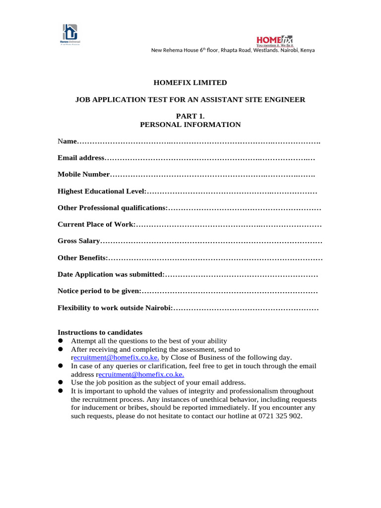 The Assistant Site Engineer Homefix | PDF