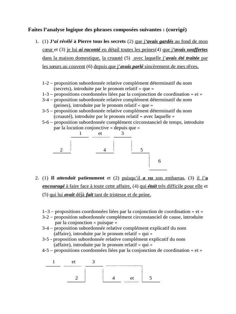 Syntaxe Analyse Logique Corrige | PDF