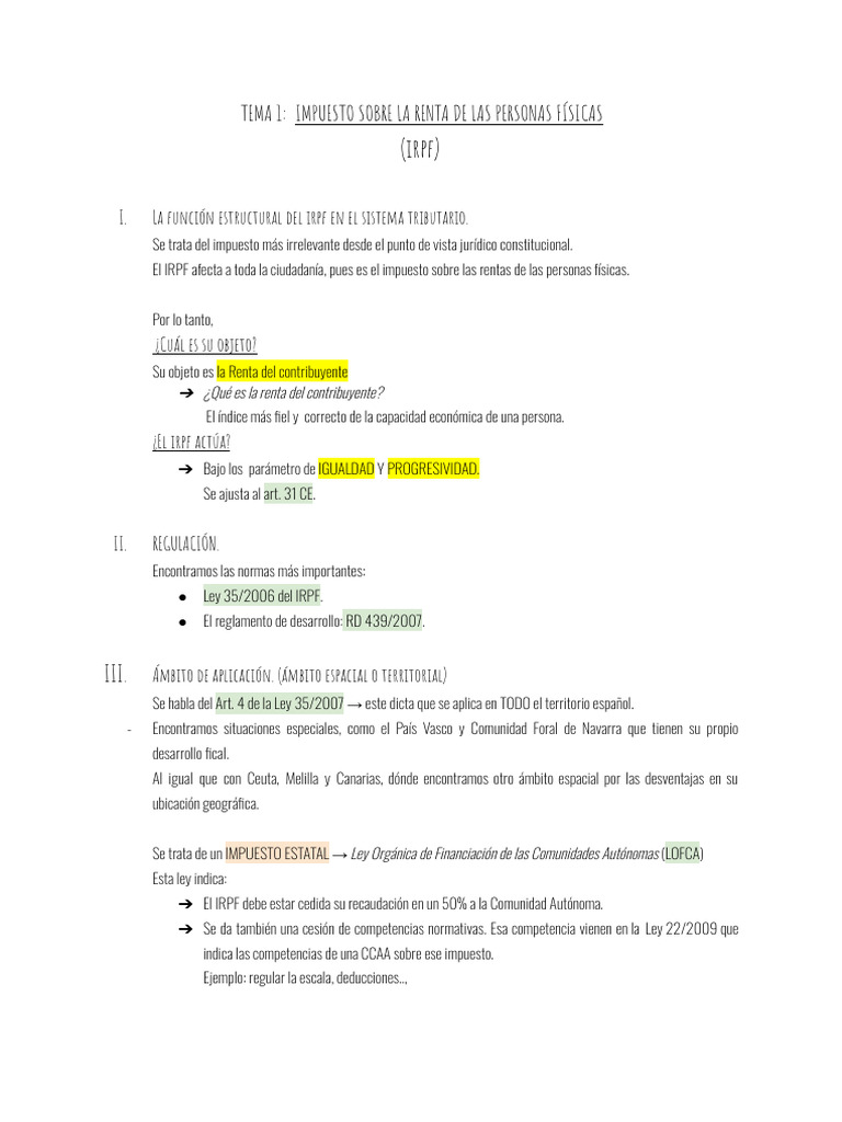 Tema 1 - IRPF. | PDF