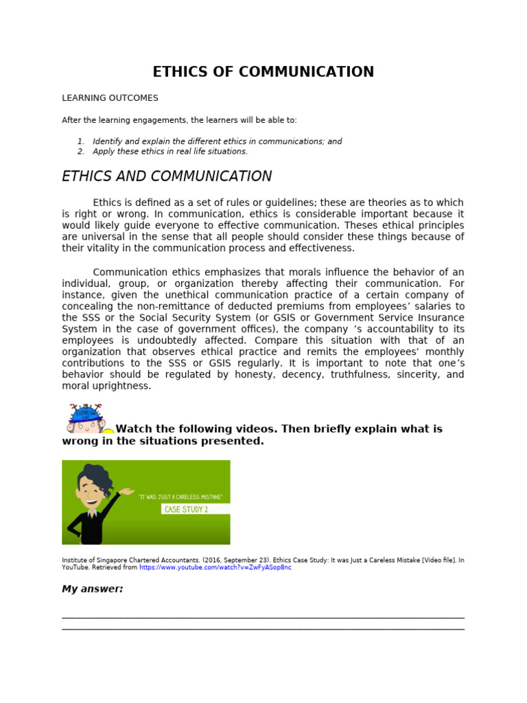 Ethics of Communication | PDF