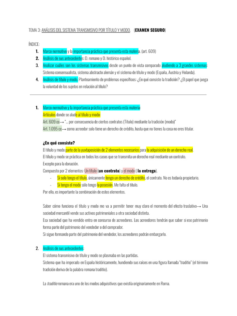 Tema 3 - Análisis Del Sistema Transmisivo Por Título y Modo | PDF | Propiedad | Ley común