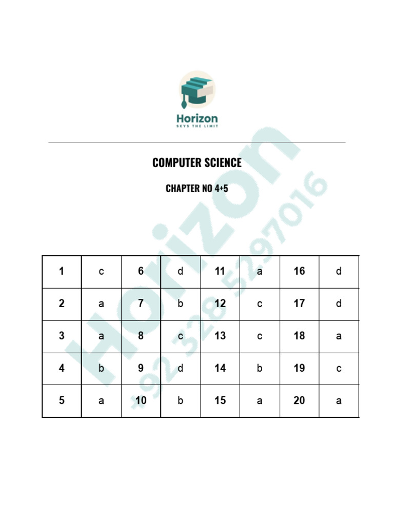 COMPUTER Chap 4+5 Quiz Solution | PDF