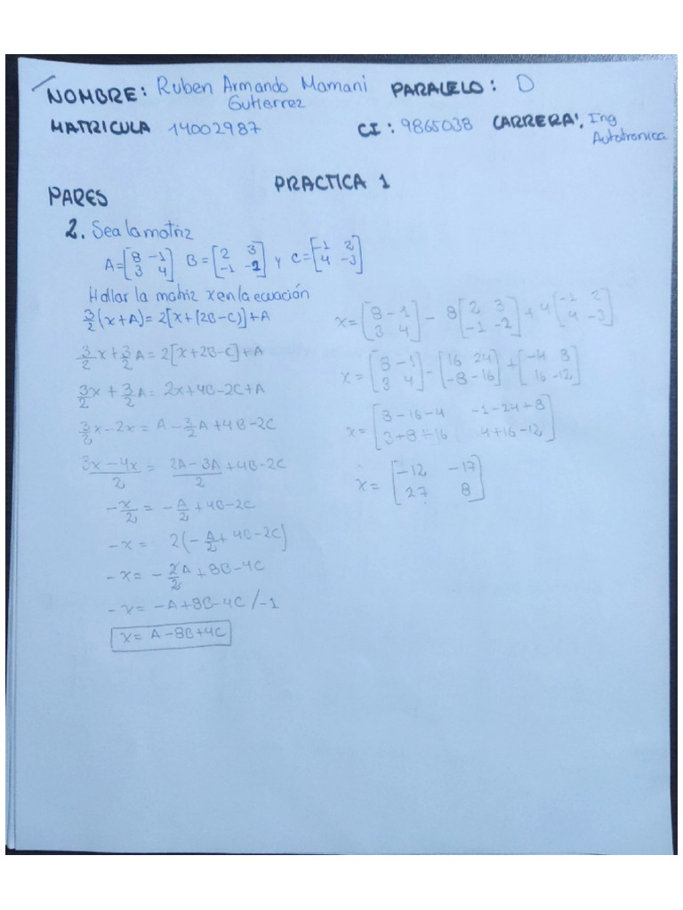 Practica Algebra Lineal | PDF