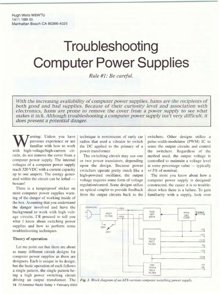 Troubleshooting Computer Power Supplies | PDF