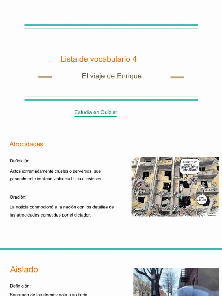 Translated Vocabulary List 4 (Enrique's Journey) in Spanish | PDF