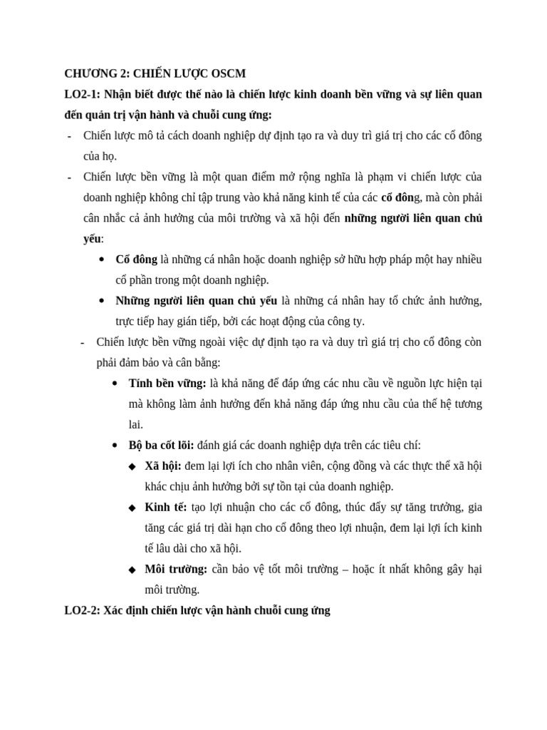 CHƯƠNG 2 CHIẾN LƯỢC OSCM | PDF