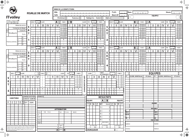 Feuille de Match 6x6 | PDF