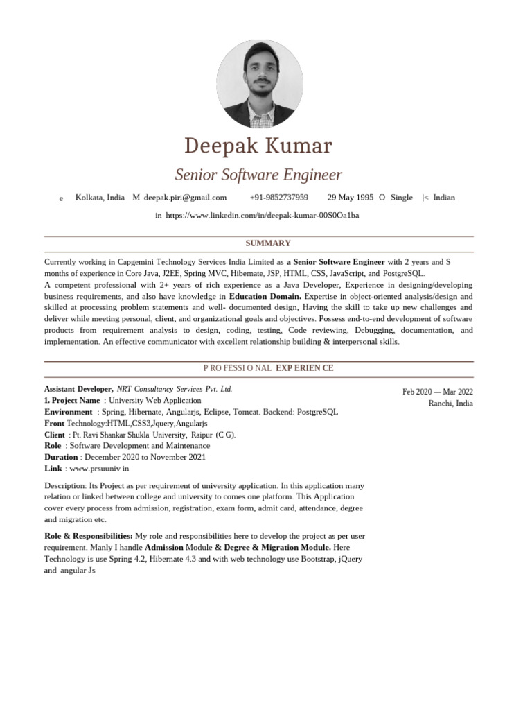Deepak Kumar Resume | PDF