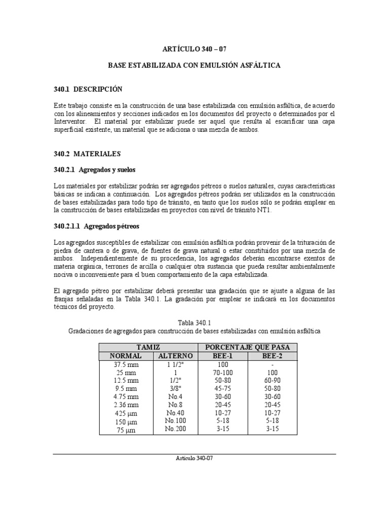 Base Estabilizada Con Emulsion Asfaltica | PDF | Emulsión | Suelo